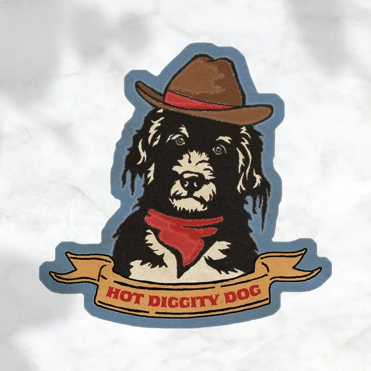 "Hot Diggity Dog" Cowboy Sticker – Hippie-Ki-Yay Boutique
